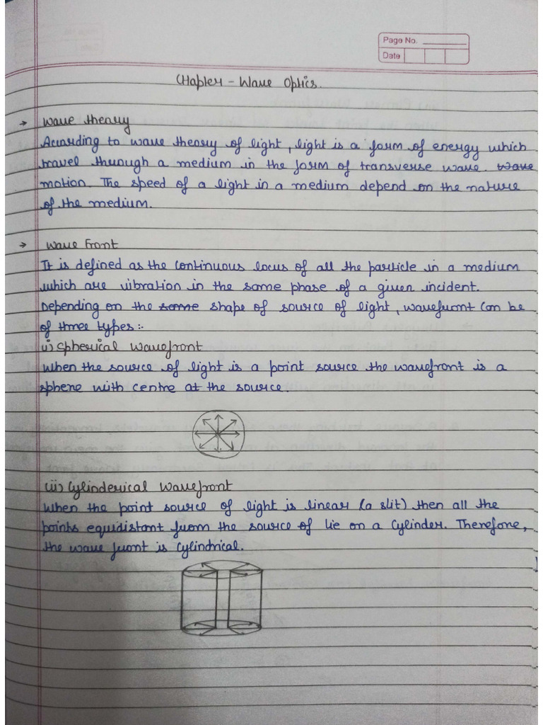 CH-10 WAVE OPTICS [physics notes] | PDF