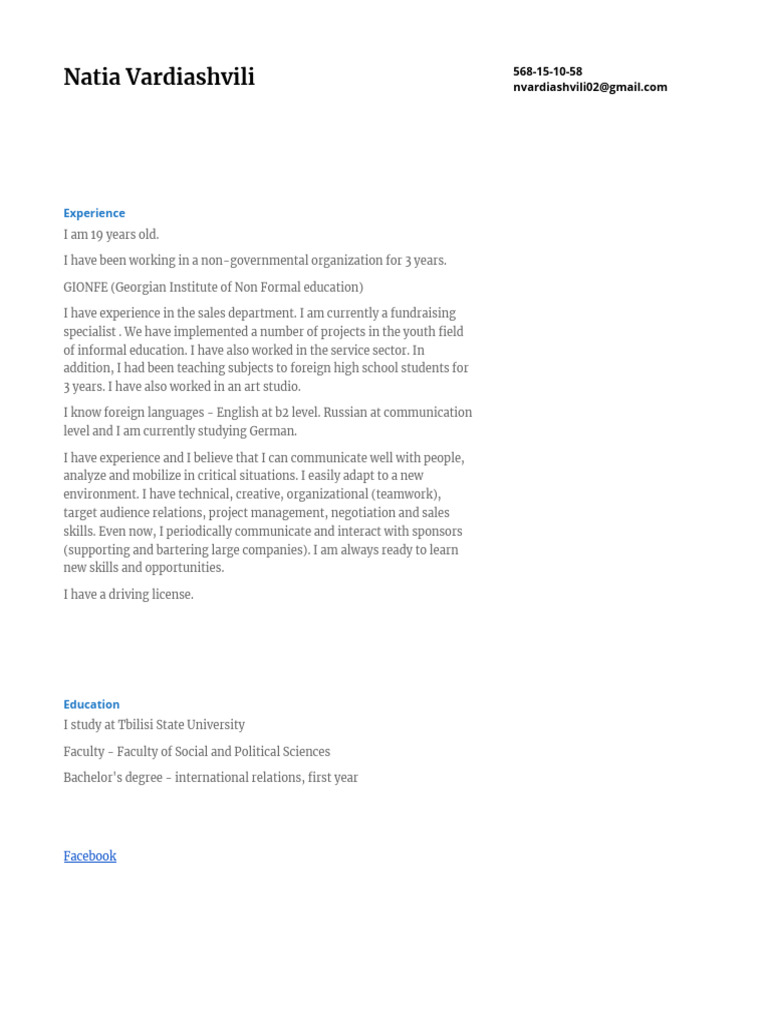 Resume რეზიუმე | PDF