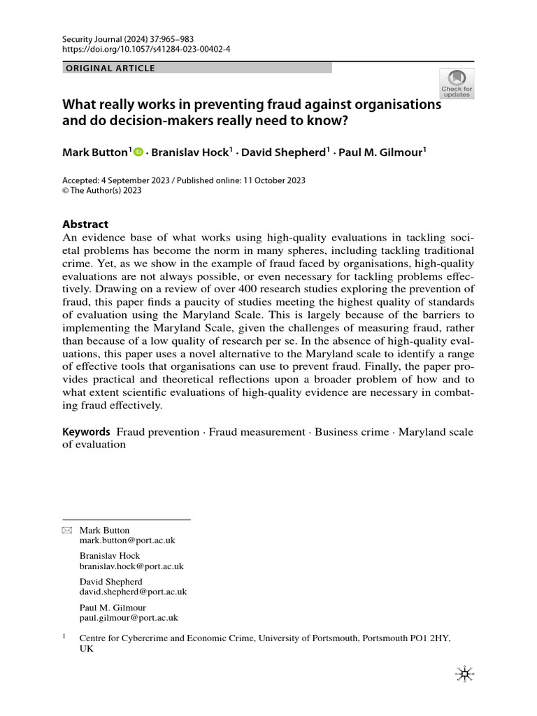 What Really Works in Preventing Fraud Against Organisations | PDF ...