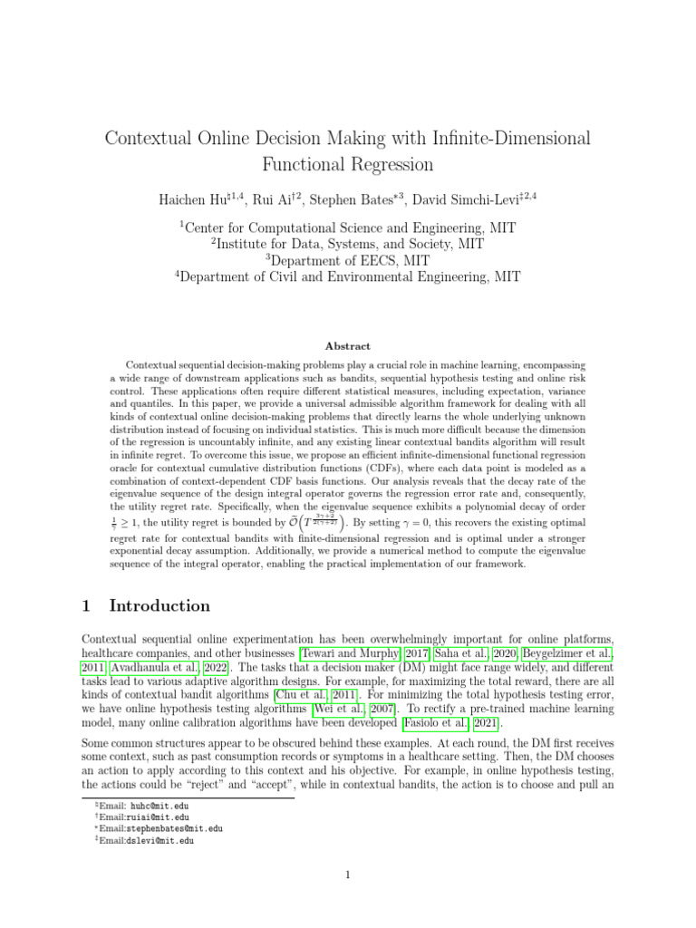 Contextual Online Decision Making With Infinite-Dimensional Functional ...