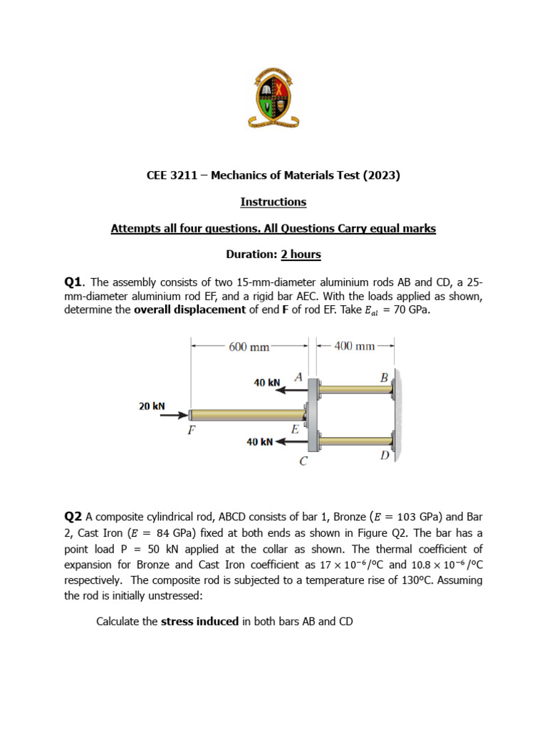 2023 Mid-Term Exam CEE 3211 | PDF