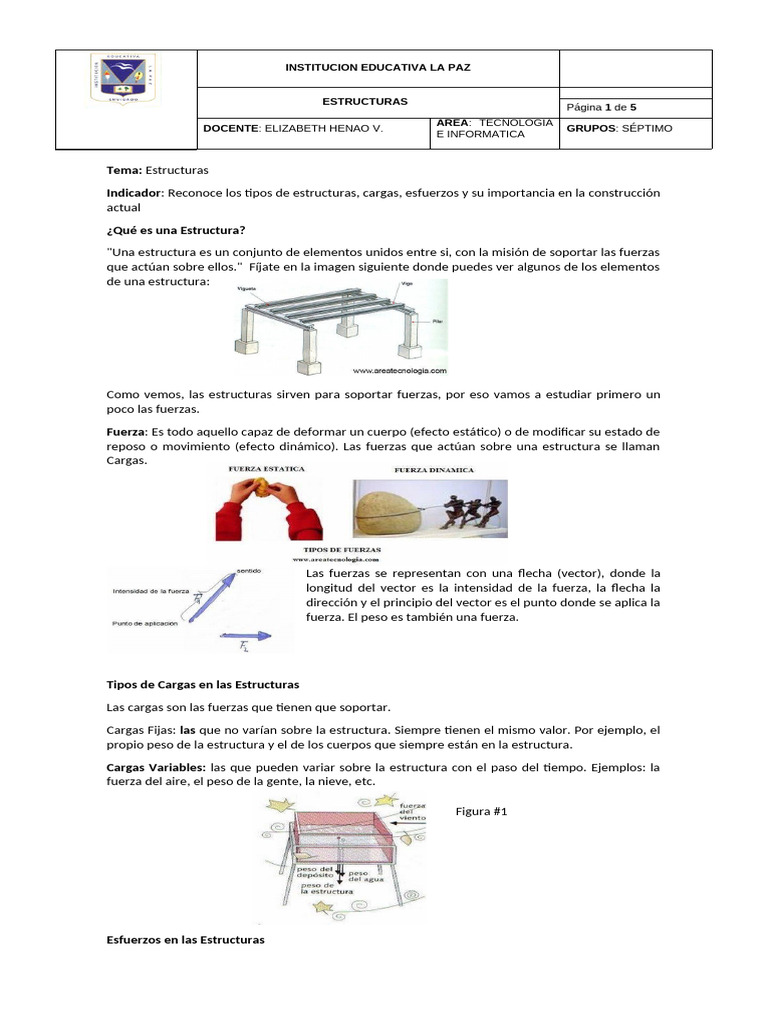 Tipos y Esfuerzos en Estructuras | PDF | Fuerza | Viga (Estructura)