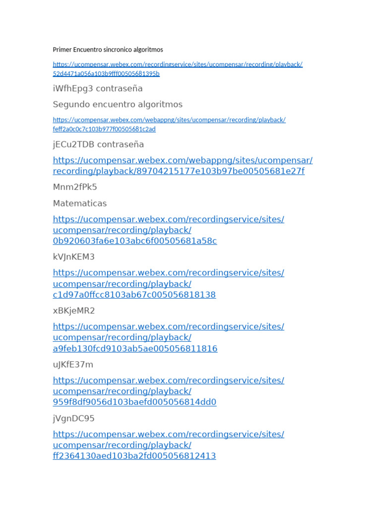 Link Encuentros Sincronicos Algoritmos-Matematicas | PDF