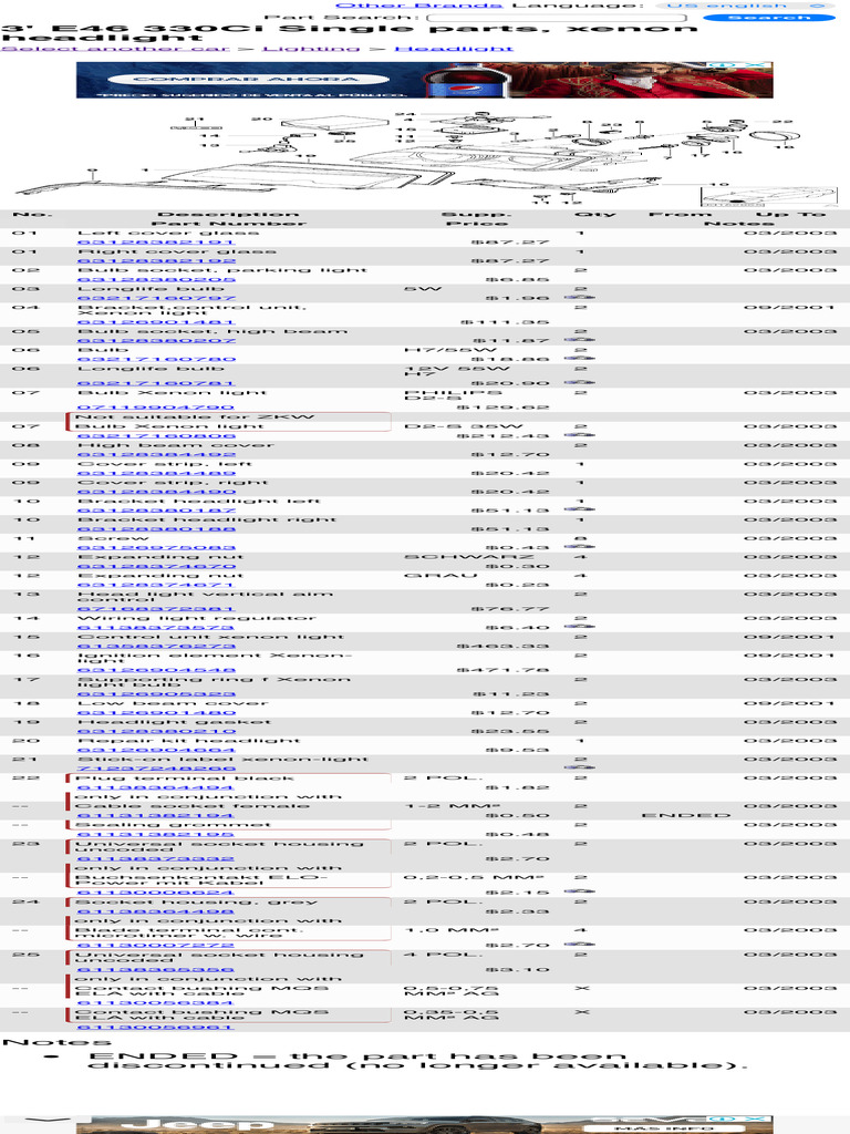 Online BMW Parts Catalog | PDF | Headlamp | Electrical Components