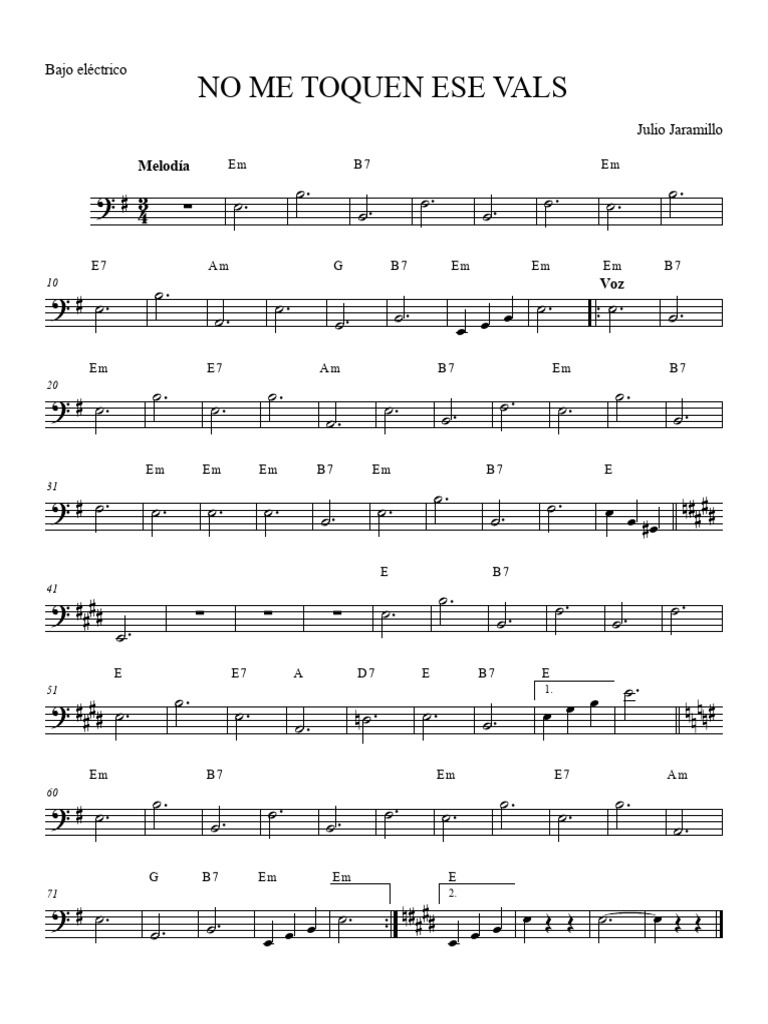 No Me Toquen Ese Vals - Bajo Eléctrico | PDF