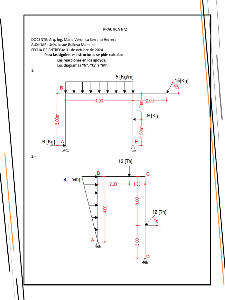 Ejercicios de Aplicación de Pórticos | PDF