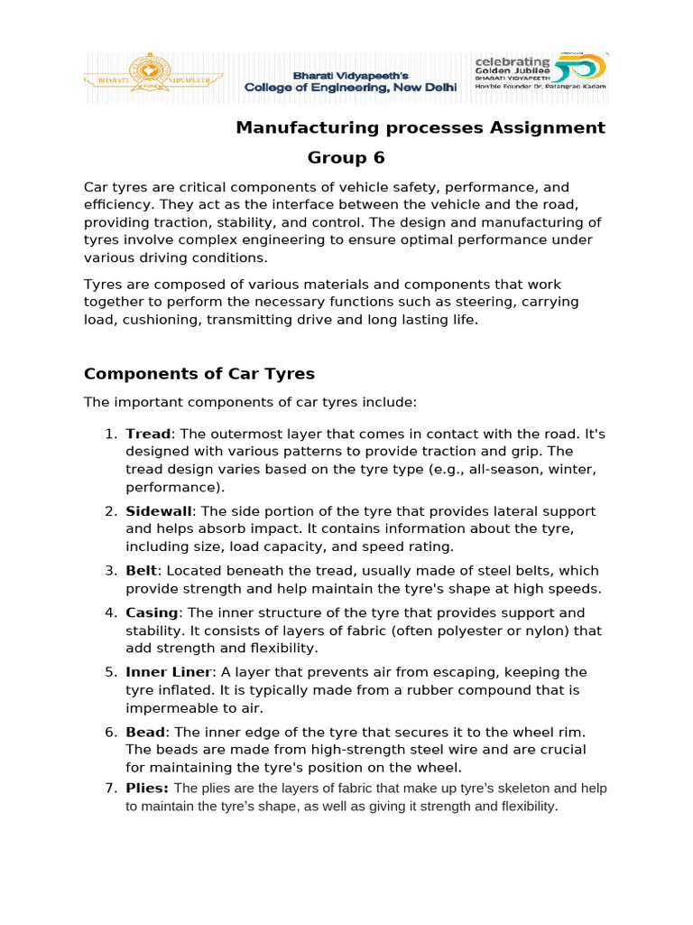 Manufacturing - of - Car - Tyres Full Info | PDF | Tire | Natural Rubber