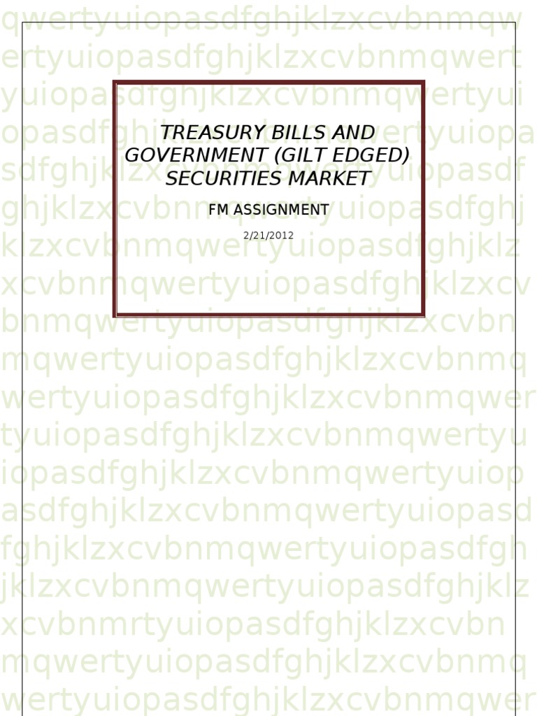 Government Securities | PDF | Gilt Edged Securities | Repurchase Agreement