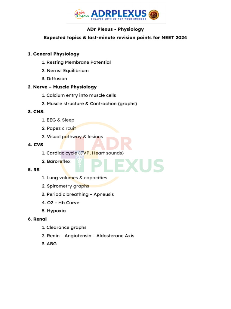 Adrplexus One Last Push - Physiology | PDF | Muscle Contraction | Membrane Potential