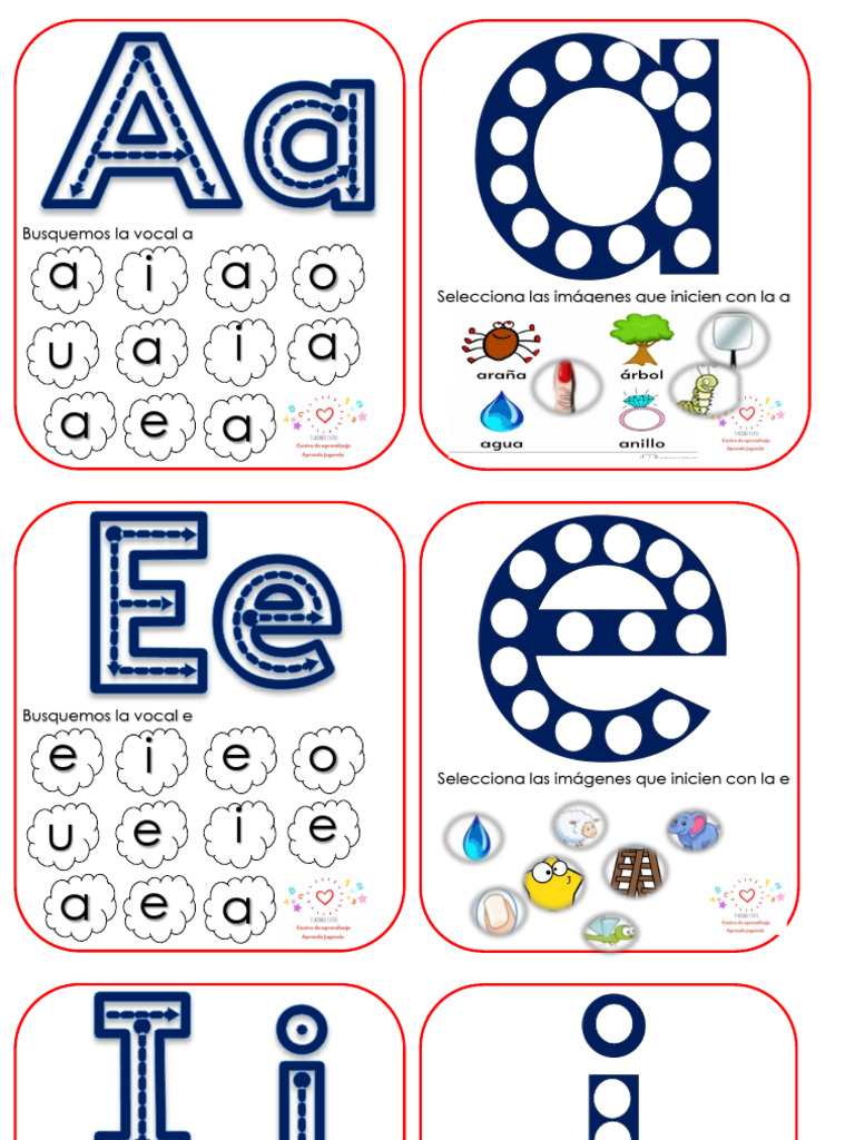Tarjetas de Las Vocales | PDF