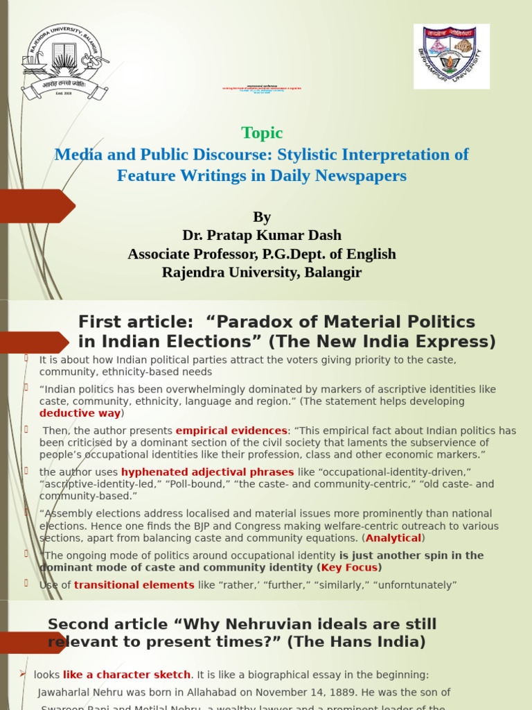 Media Discourse in Contemporary Journalism | PDF | Jawaharlal Nehru