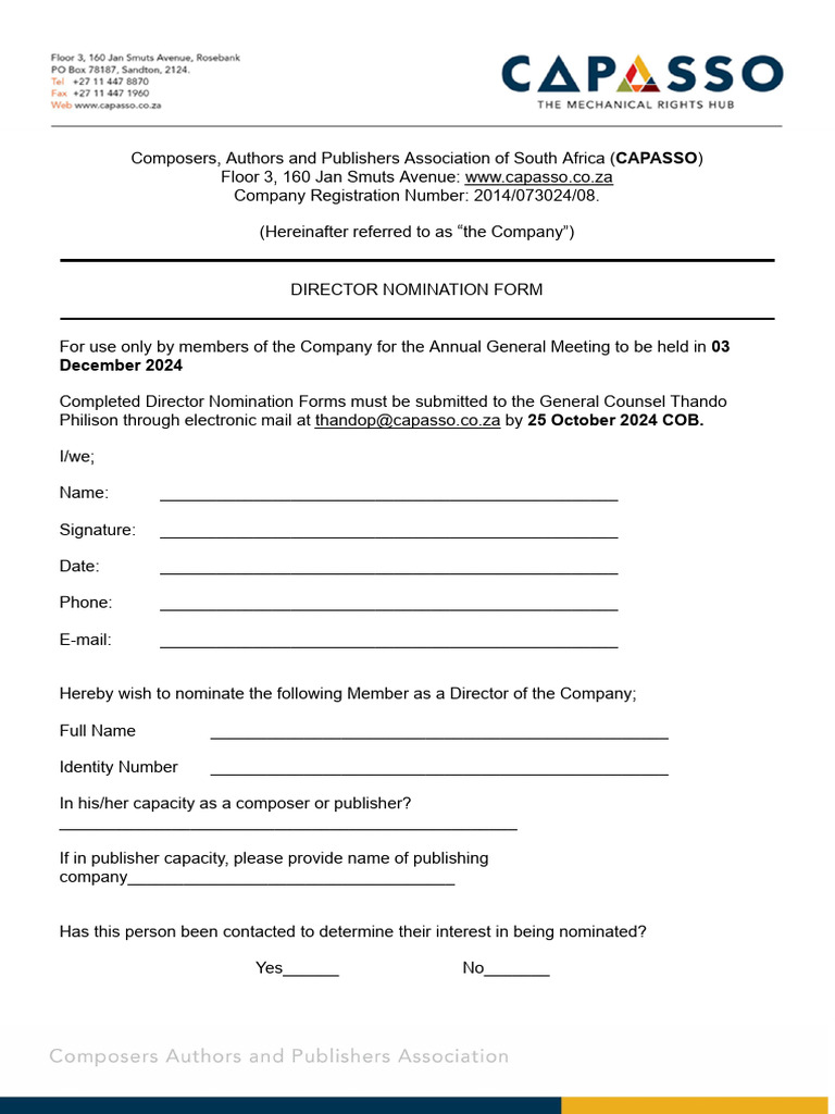 Director Nomination Form 2024.docx UIdSFyz | PDF