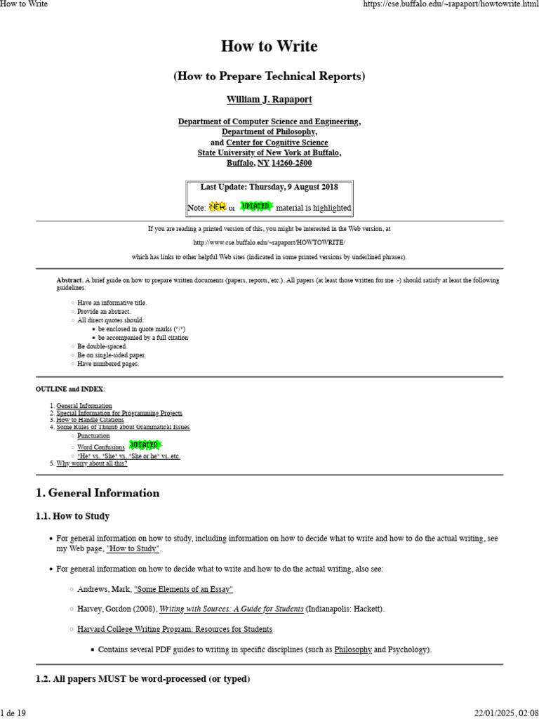 Rapaport, William J. (2018) How To Write | PDF | Ellipsis | Comma