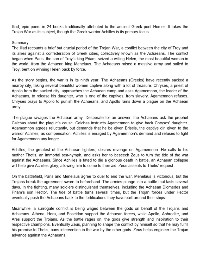 1-The Iliad by Homer | PDF | Hector | Achilles