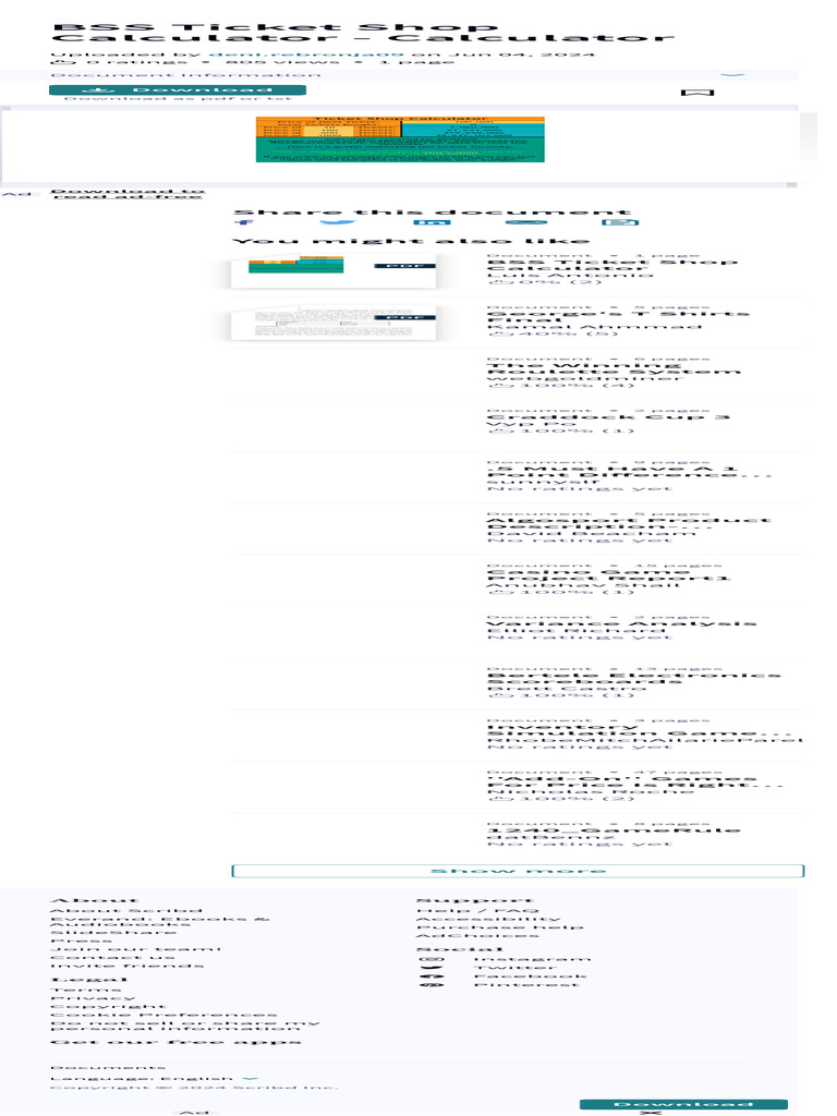 BSS Ticket Shop Calculator - Calculator PDF | PDF | Scribd | Computing