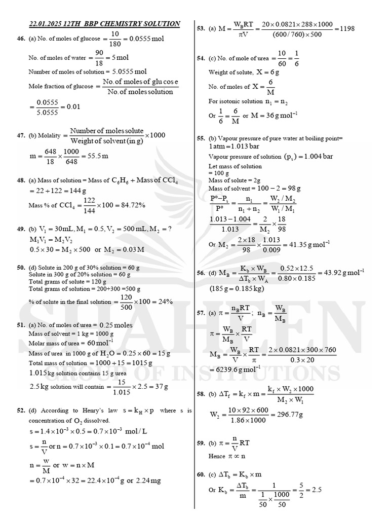 22.01.2025 NR - BBP Chem Solution-1 | PDF | Chemistry | Physical Chemistry