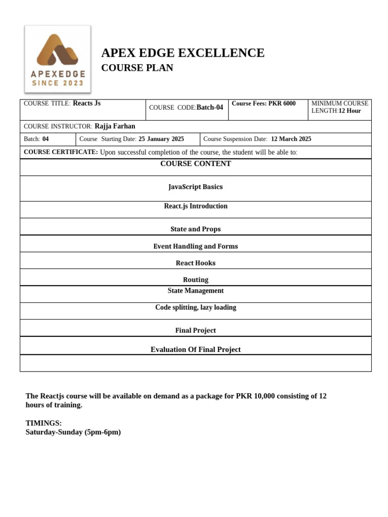 Course Outline Format | PDF