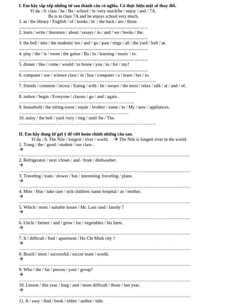 Sắp xếp câu | PDF