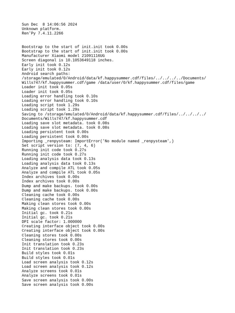 Ren'Py Error Log Analysis | PDF | Booting | Computer Engineering