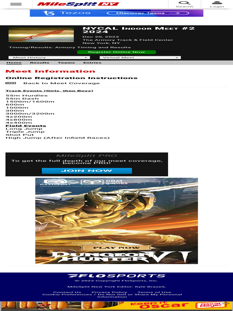 NYCAL Indoor Meet #2 2024 - Meet Information | PDF