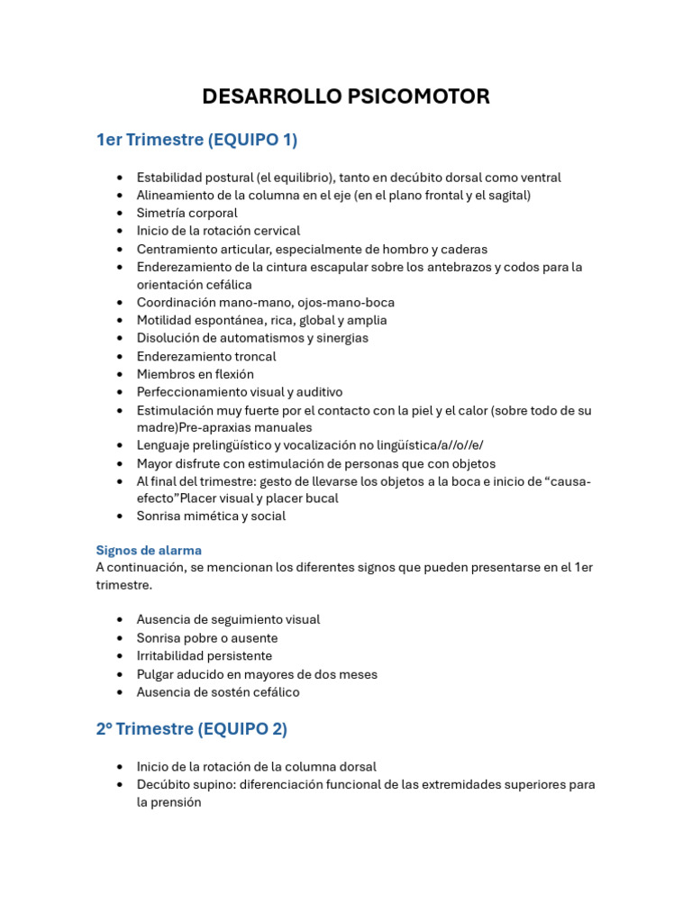 Desarrollo Psicomotor Infantil | PDF