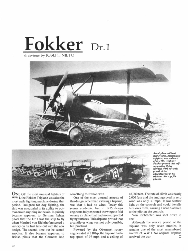 Scale Aircraft Drawings Vol. 1 14 - Fokker Dr.I Triplane | PDF