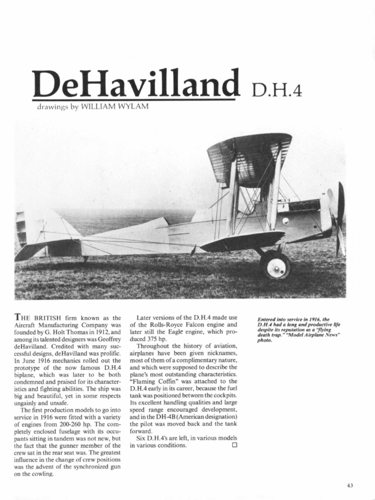 Scale Aircraft Drawings Vol. 1 12 - Dehavilland D.H. 4 | PDF