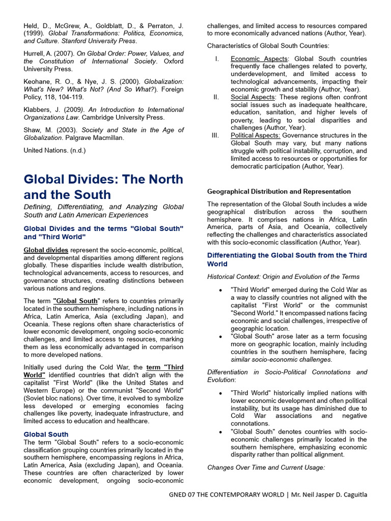 Chapter VI. Global Divides | PDF | Third World | Governance