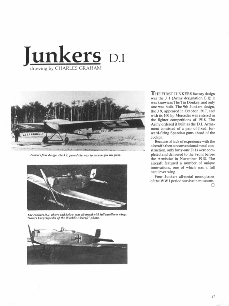 Scale Aircraft Drawings Vol. 1 18 - Junkers D.I | PDF