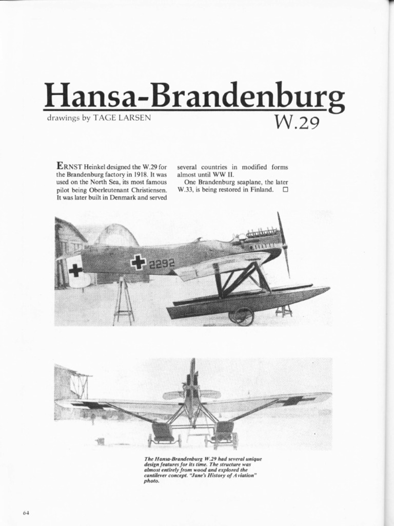 Scale Aircraft Drawings Vol. 1 17 - Hansa-Brandenburg W.29 | PDF