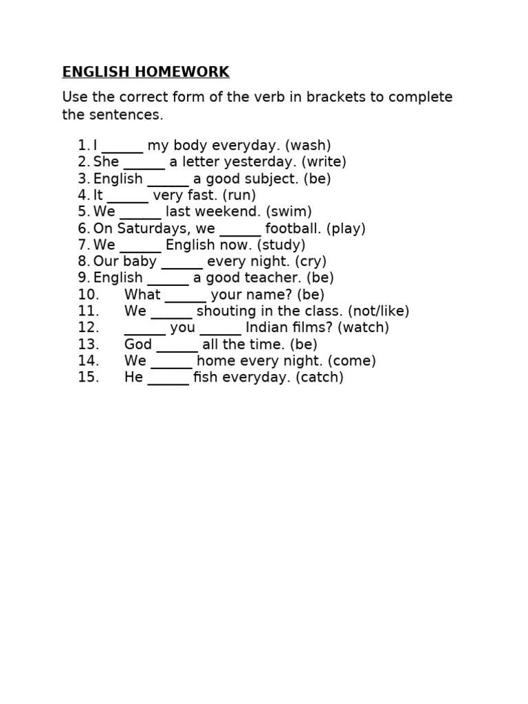 English Verb Practice for Students | PDF