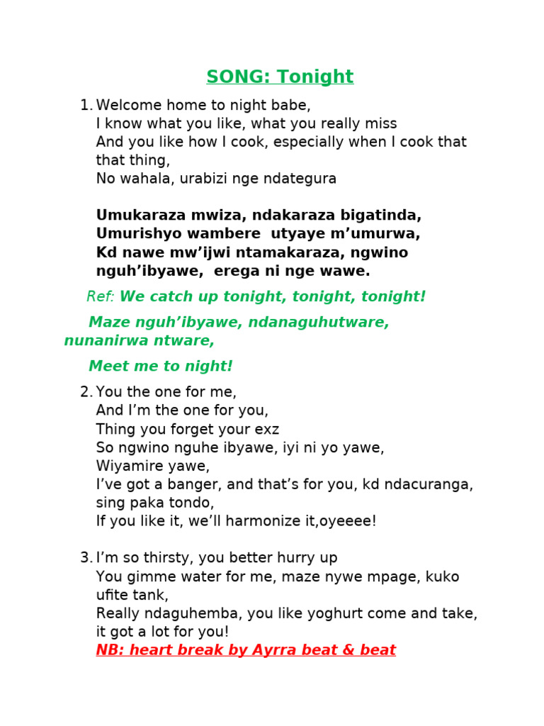 Tonight: A Romantic Song Lyrics | PDF