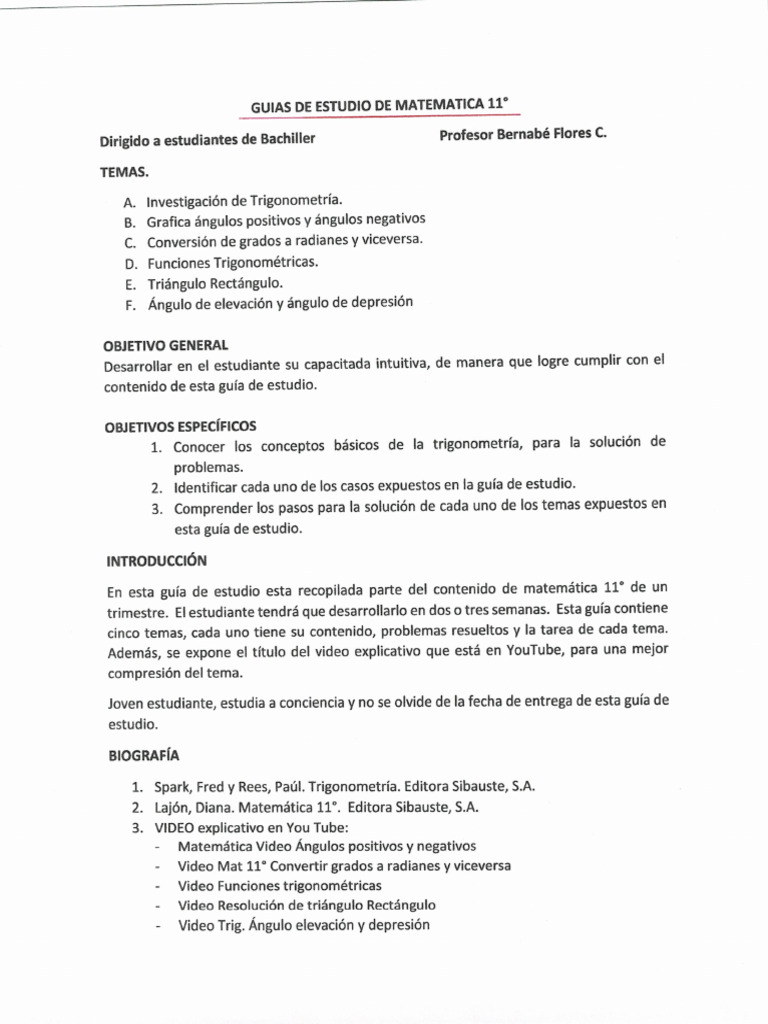 Guia de Estudio Matem. 11° | PDF