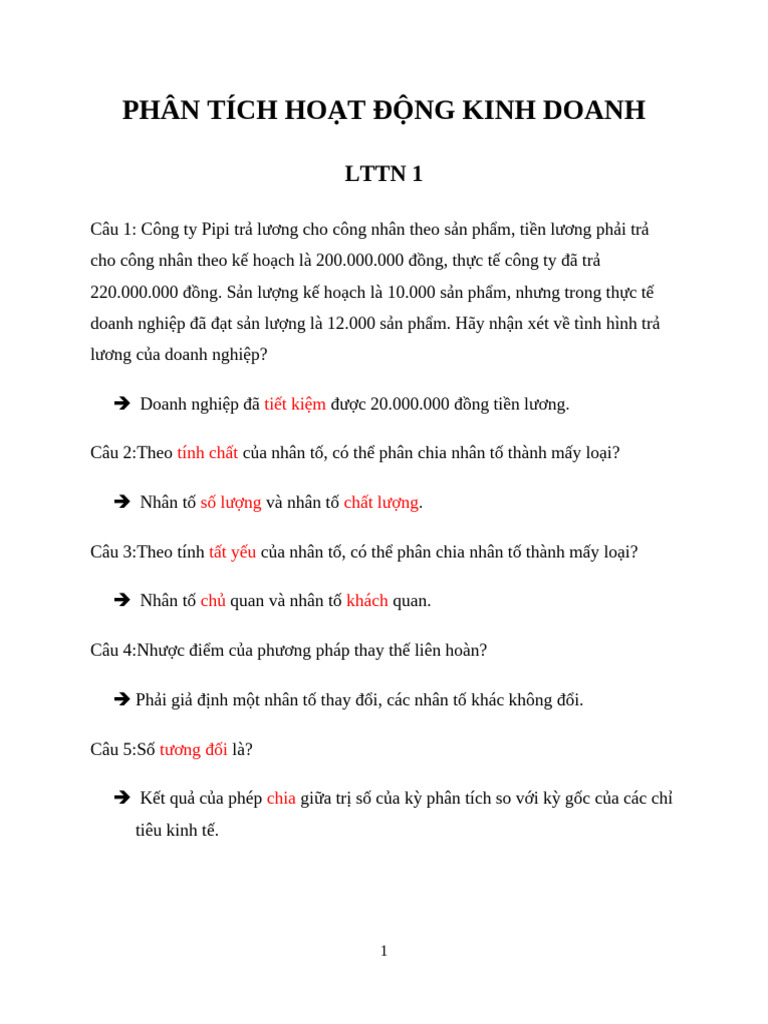 Phân Tích Ho T Đ NG Kinh Doanh | PDF