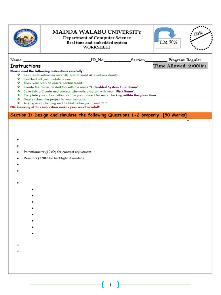 Embedded System and Real Time WORKSHEET | PDF | Electrical Engineering | Computer Engineering