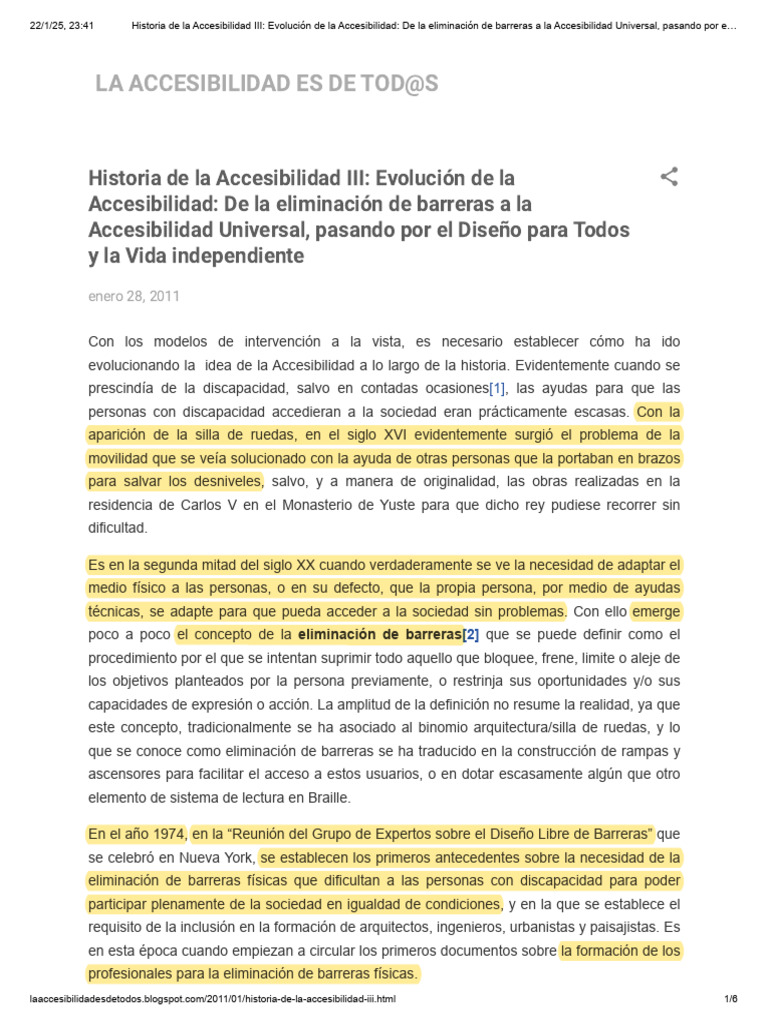 Historia de La Accesibilidad | PDF | Diseño | Invalidez