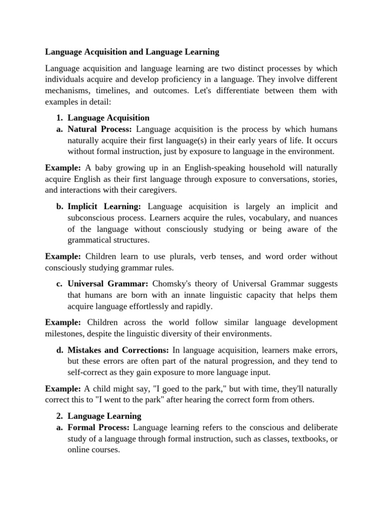 Language Acquisition and Language Learning | PDF | Language Acquisition ...