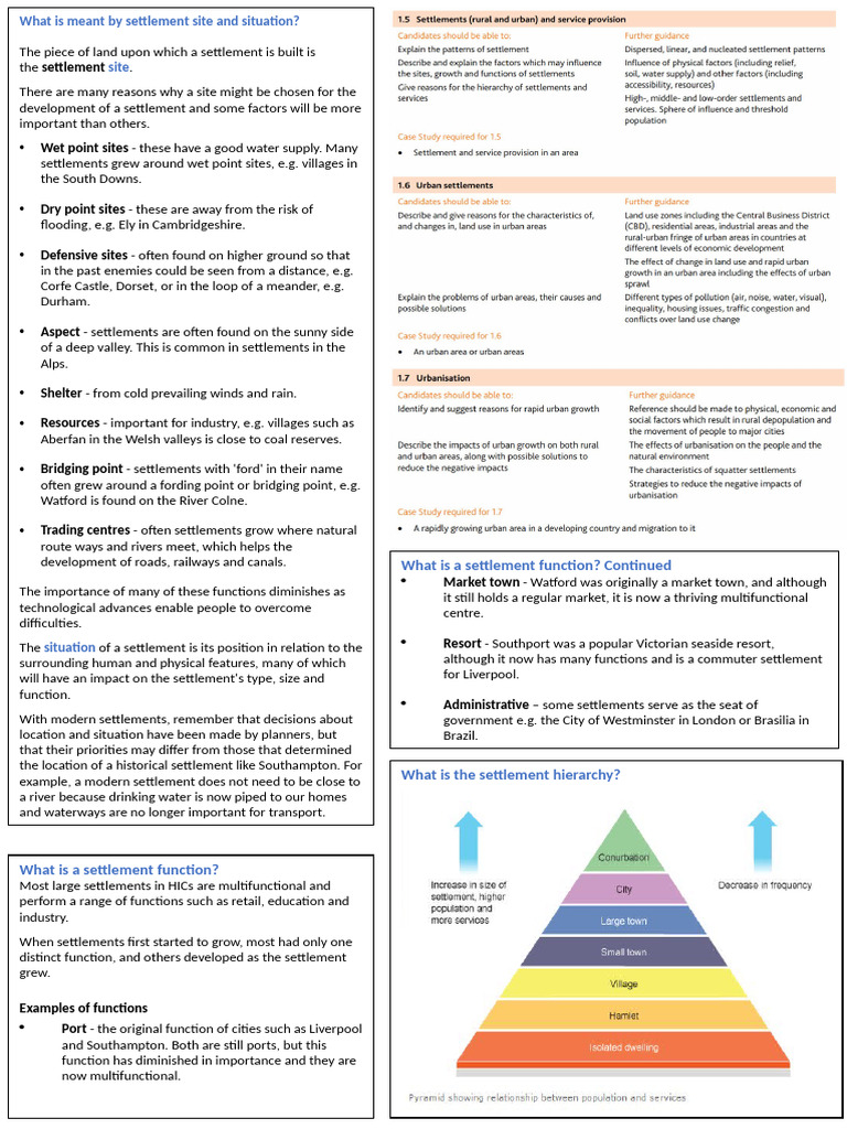 Settlement REVISION SUMMARY | PDF | Urbanization | Air Pollution
