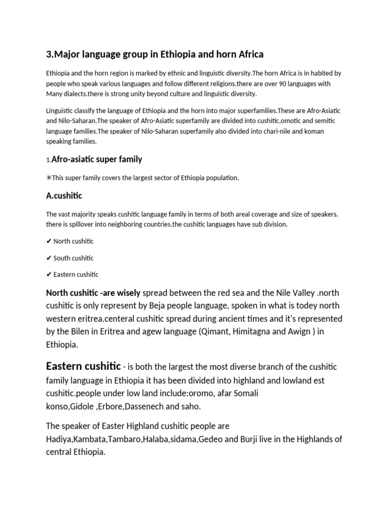 Ethiopian Language Diversity | PDF | Language Families | Ethiopia