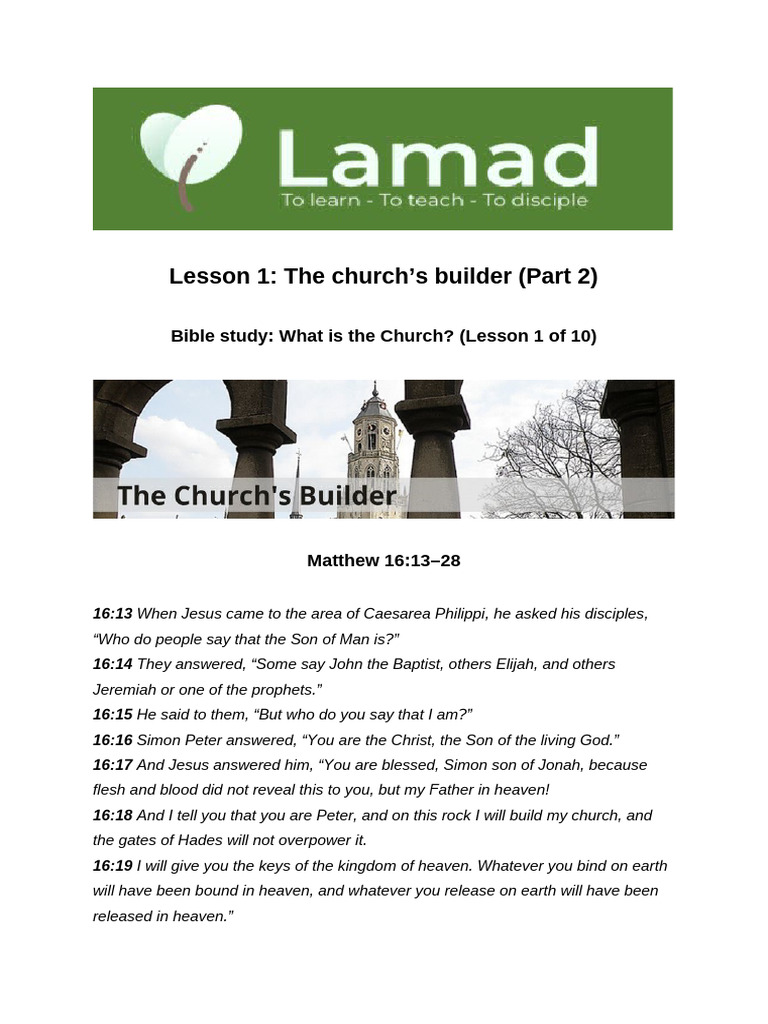 The Church 1 - The Churchs Builder Part 2 | PDF | Jesus | Saint Peter