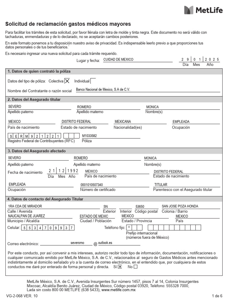 Solicitud Nueva Metlife | PDF | Seguro | Póliza de seguros