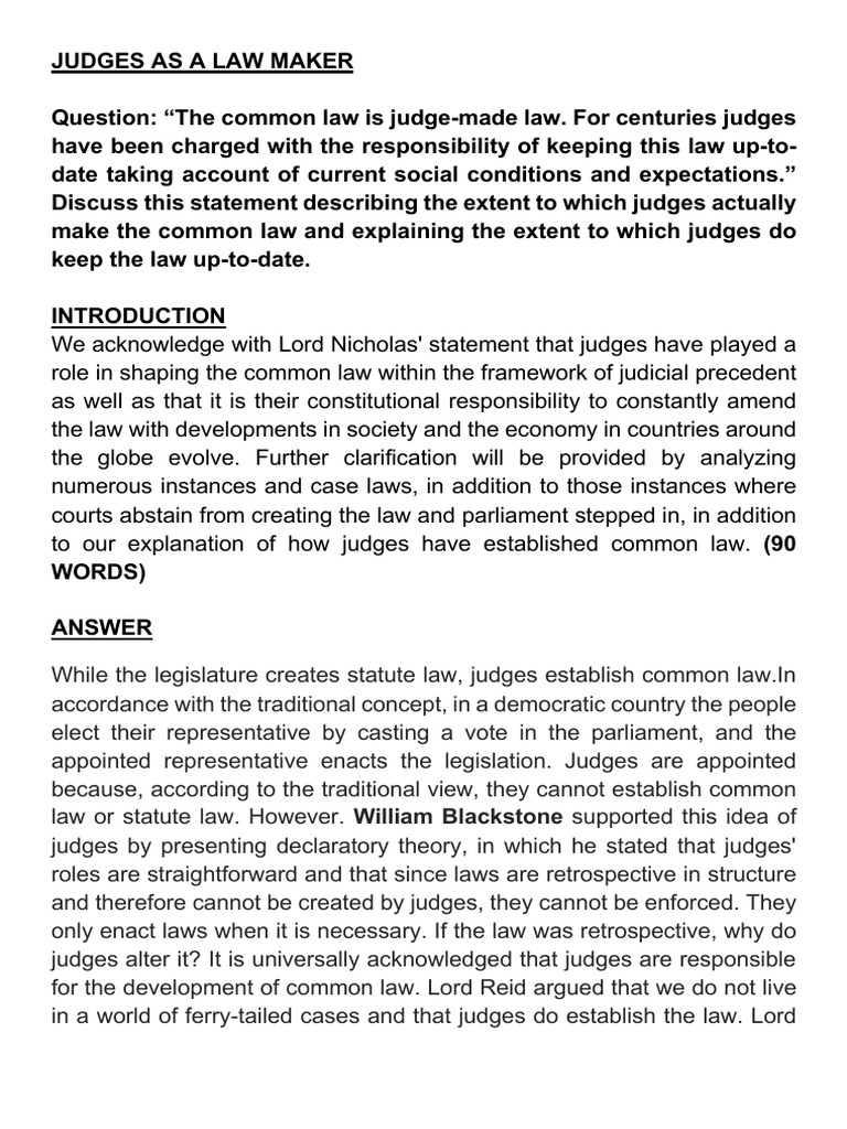 Judges' Role in Shaping Common Law | PDF | Common Law | Justice