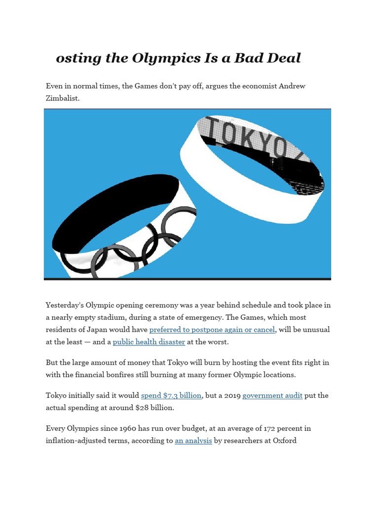 Hosting The Olympics Is A Bad Deal | PDF | Economies
