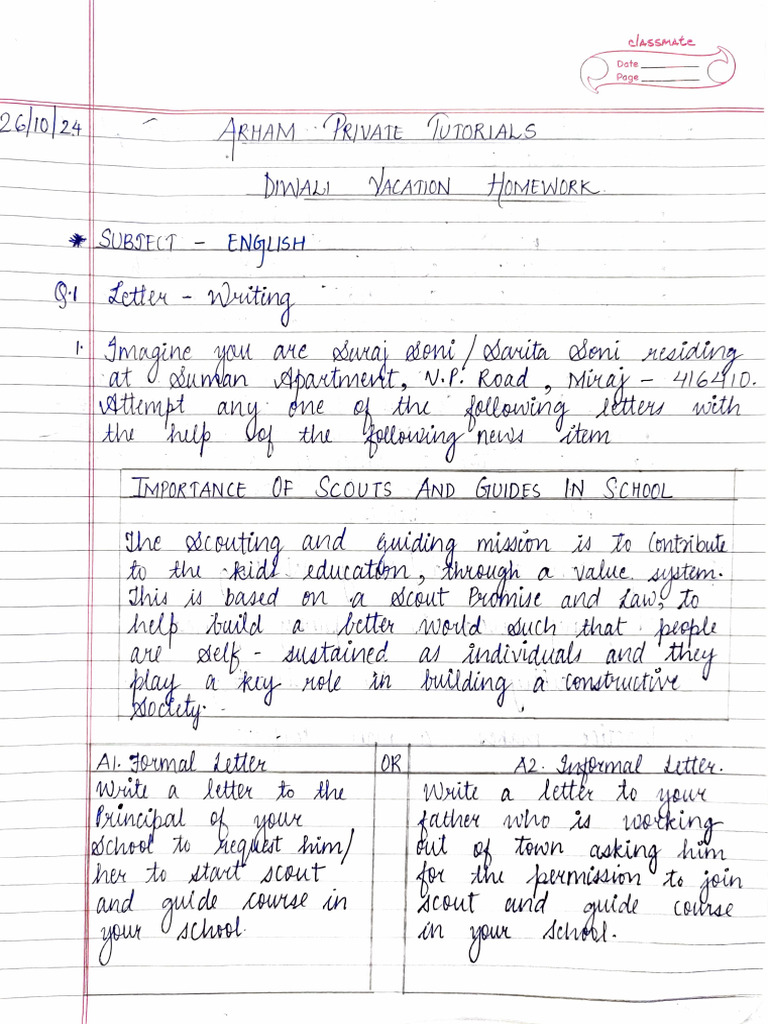 Diwali Vacation Homework - 9th | PDF