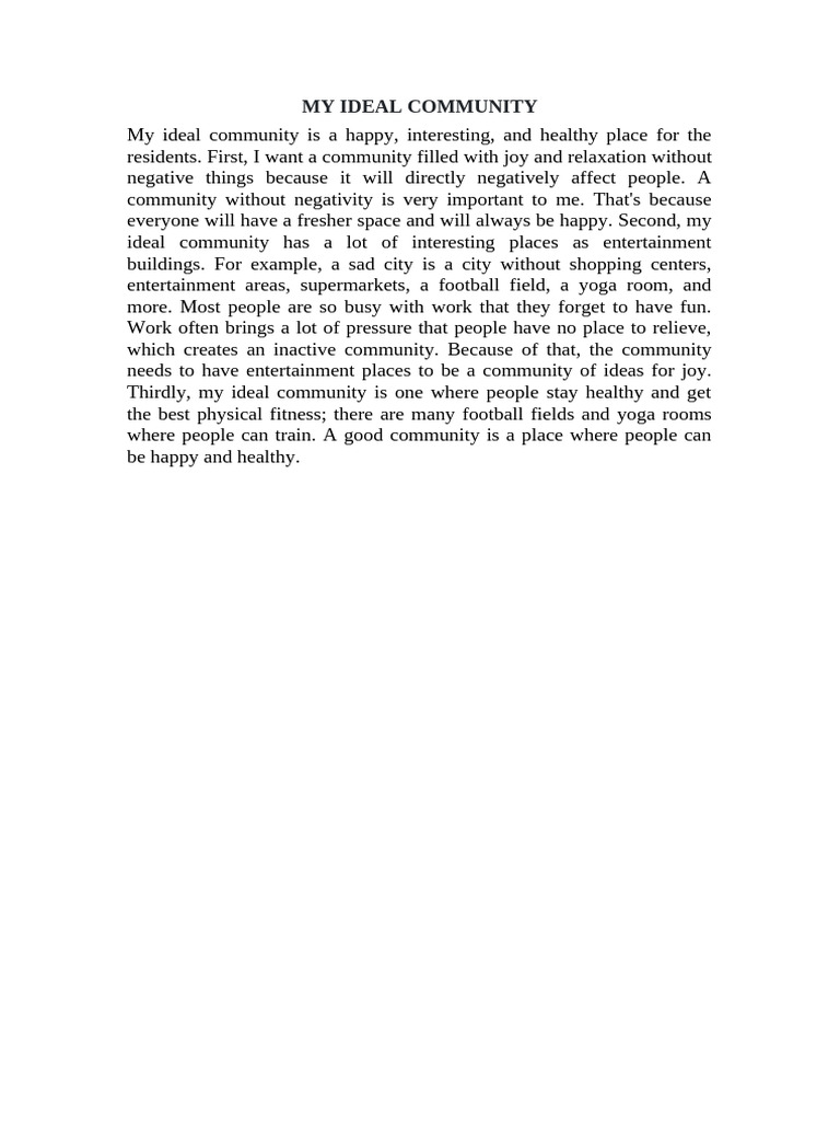My Vision of an Ideal Community | PDF