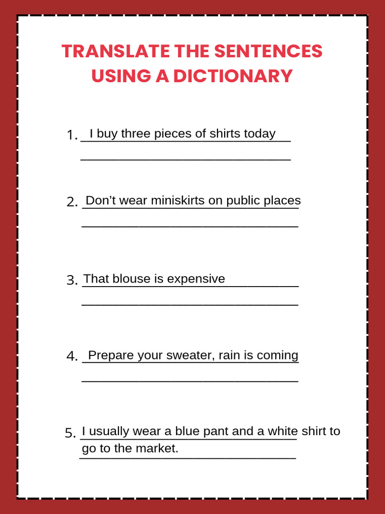 Shirt Purchase and Sentence Practice | PDF