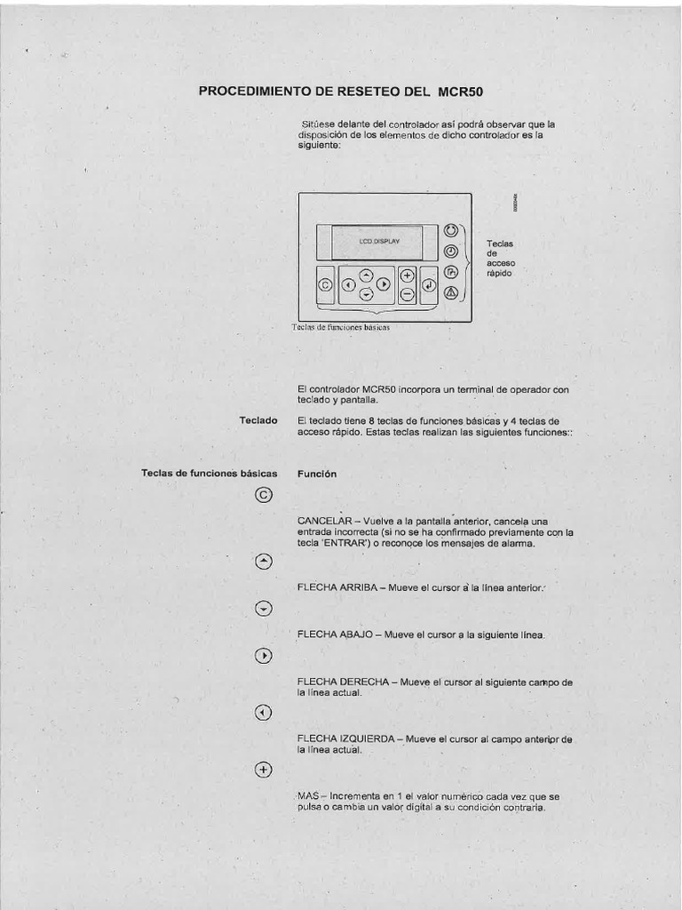 Procedimiento Reseteo MCR50 | PDF