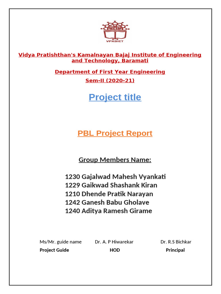 Sample Project Report(PBL) | PDF | Water | Environment