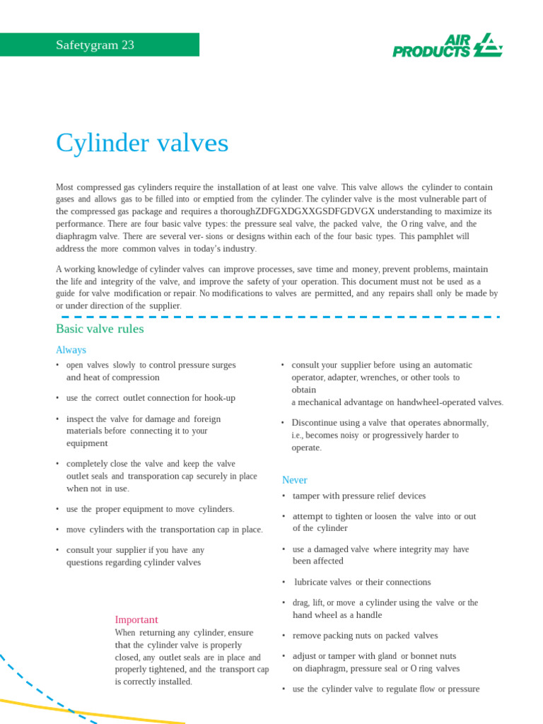 Cylinder Valves Air Products Contoh | PDF | Valve | Leak