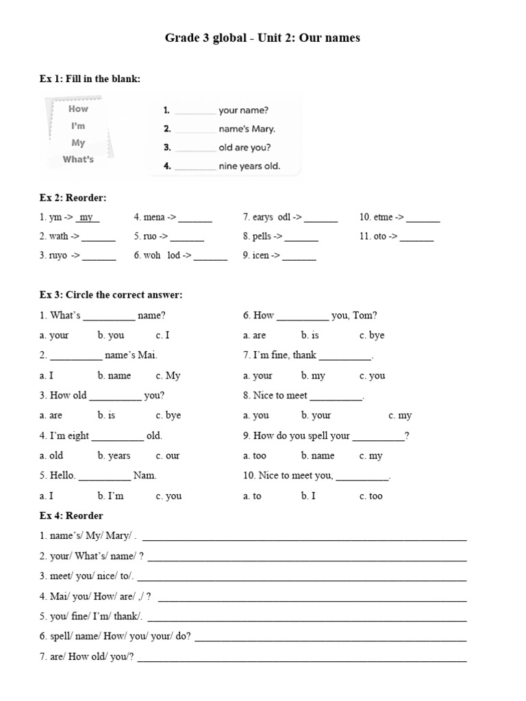 Grade 3 Global - Unit 2 | PDF
